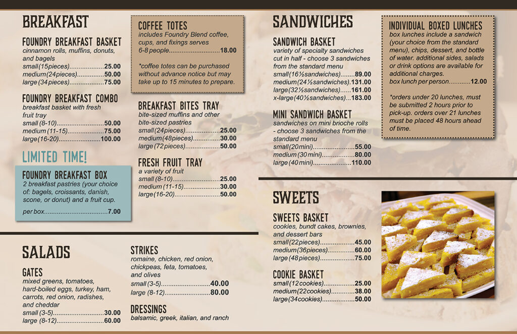 Catering - Foundry Bake House